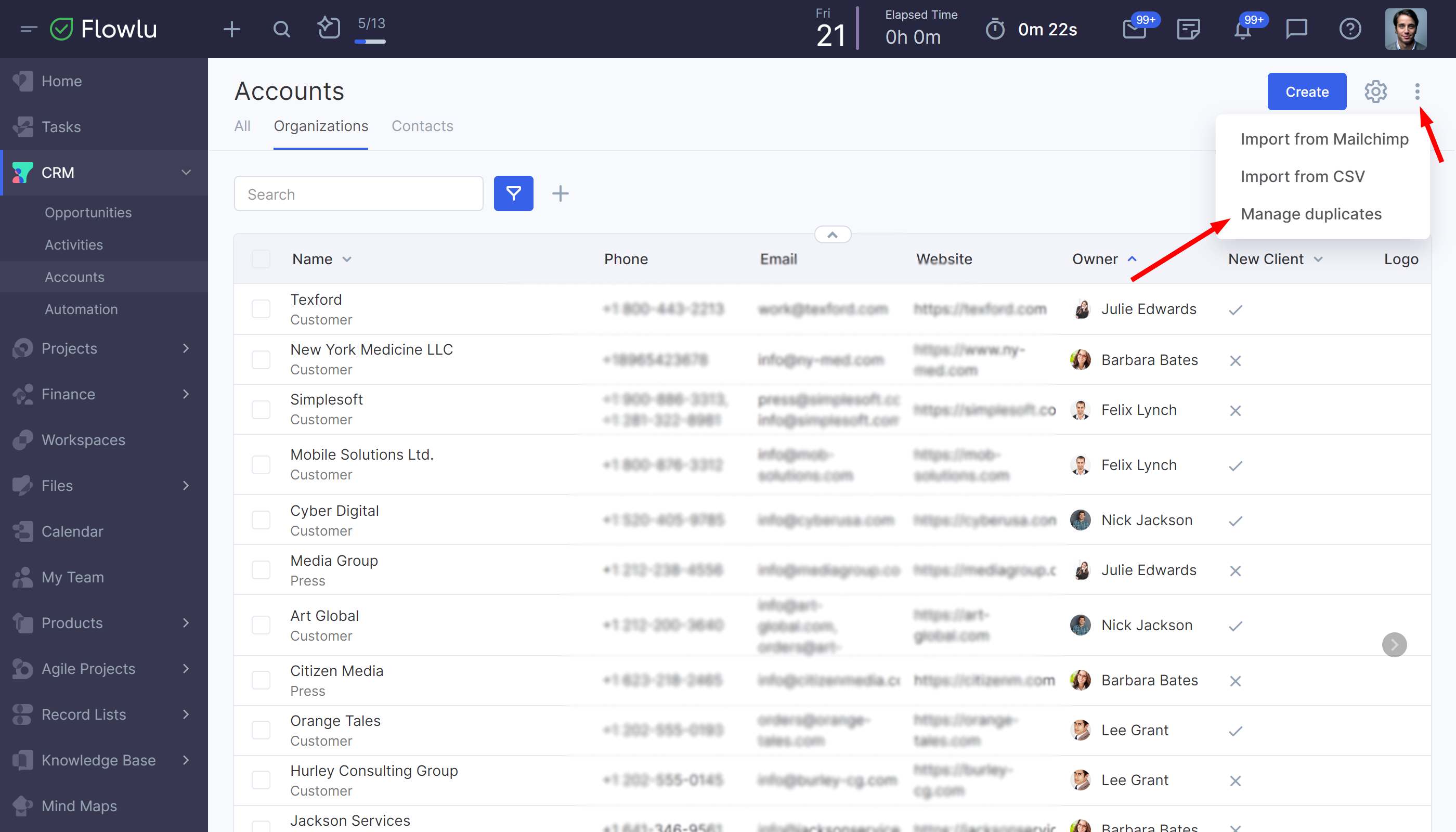 Flowlu Help Center How To Merge Duplicate Records