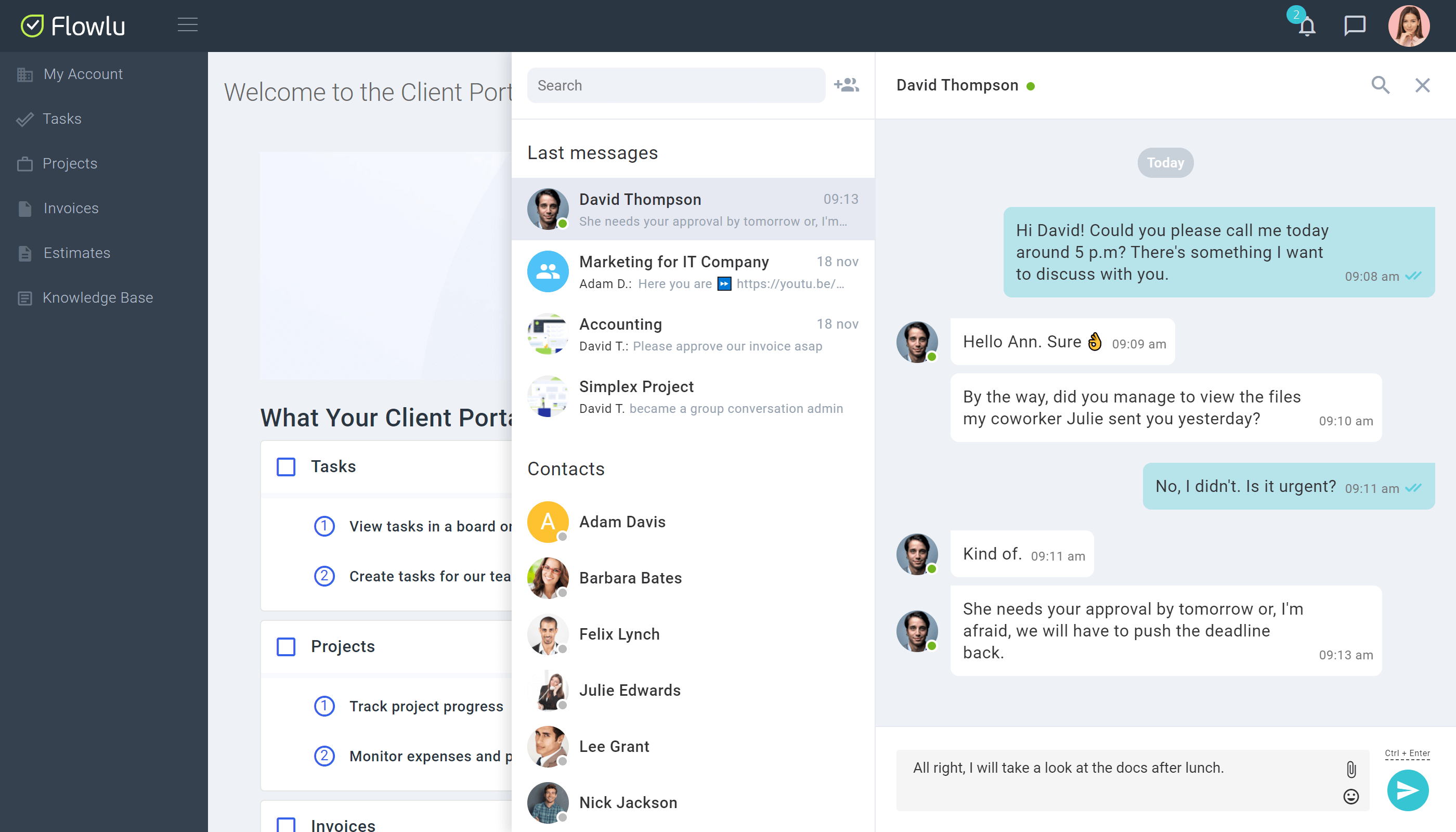 Flowlu: Free Client Portal Software